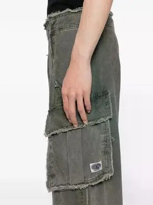 GROUND ZERO Frayed Cargo Trousers - Green