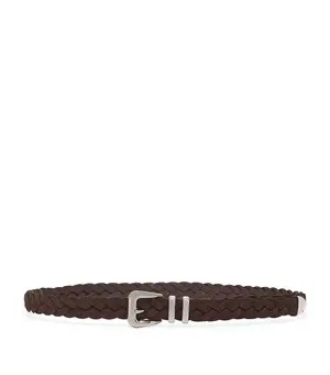 Brunello Cucinelli Braided Suede Belt - Brown