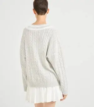 Brunello Cucinelli Cotton Cable-knit V-neck Sweater