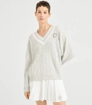 Brunello Cucinelli Cotton Cable-knit V-neck Sweater