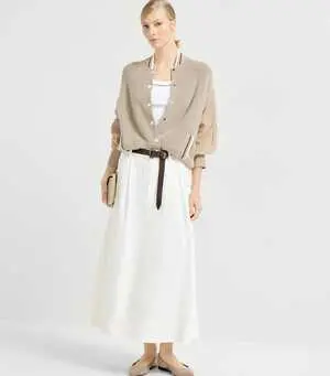 Brunello Cucinelli Twill Maxi Skirt - Beige