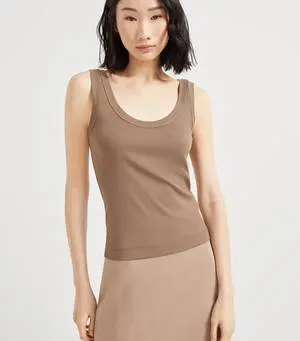 Brunello Cucinelli Stretch-cotton Ribbed Tank Top - Brown