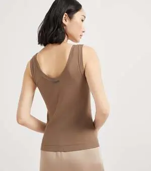 Brunello Cucinelli Stretch-cotton Ribbed Tank Top - Brown