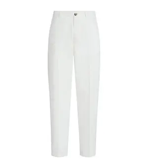 Brunello Cucinelli Cotton Gabardine Tailored Trousers - White