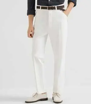 Brunello Cucinelli Cotton Gabardine Tailored Trousers - White