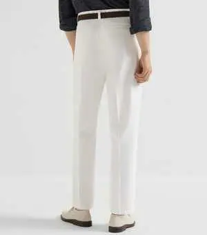 Brunello Cucinelli Cotton Gabardine Tailored Trousers - White