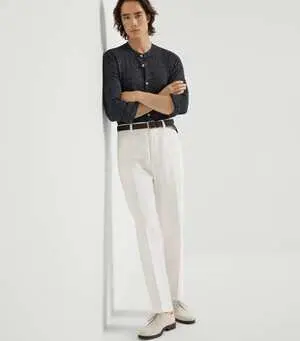Brunello Cucinelli Cotton Gabardine Tailored Trousers - White