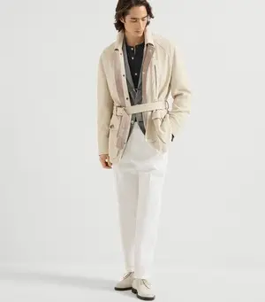 Brunello Cucinelli Cotton Gabardine Tailored Trousers - White