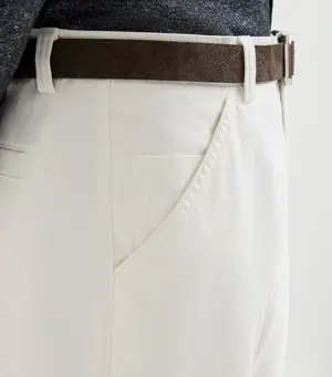 Brunello Cucinelli Cotton Gabardine Tailored Trousers - White
