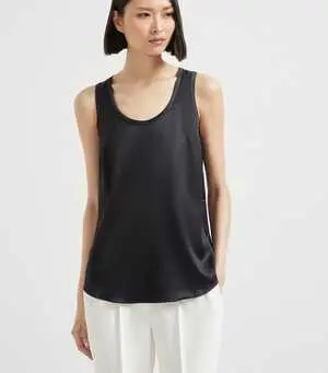 Brunello Cucinelli Stretch-silk Satin Reversible Tank Top - Black