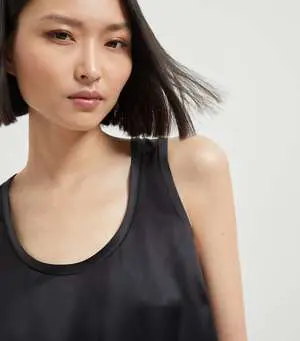 Brunello Cucinelli Stretch-silk Satin Reversible Tank Top - Black