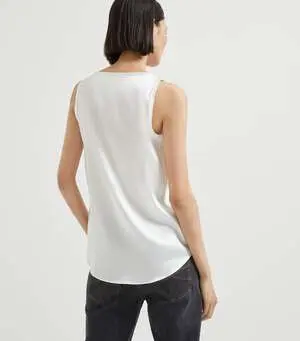 Brunello Cucinelli Stretch-silk Satin Reversible Tank Top - White
