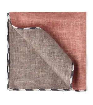 Brunello Cucinelli Silk Pocket Square Orange