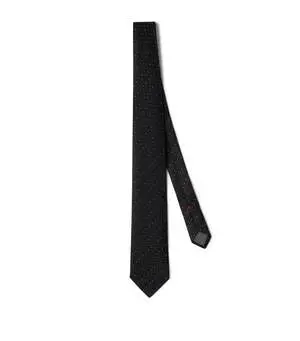 Brunello Cucinelli Silk Jacquard Standard Neck Tie Black