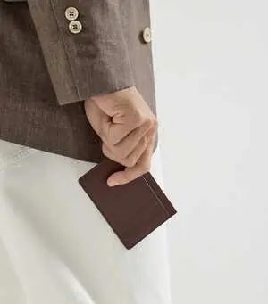 Brunello Cucinelli Leather Card Holder - Brown