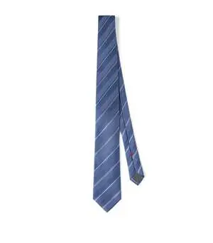 Brunello Cucinelli Silk Stripe Neck Tie - Blue