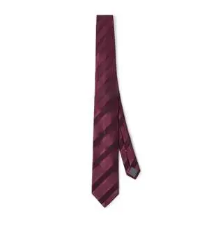 Brunello Cucinelli Silk Stripe Neck Tie Red