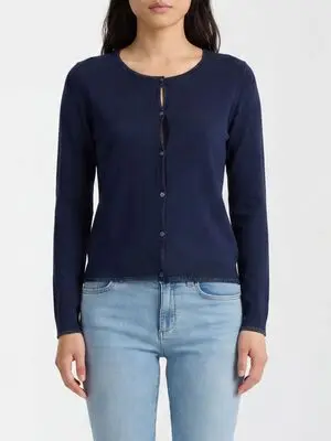 Liu Jo Slim Fit Viscose Blend Cardigan With Contrast Trims - Navy