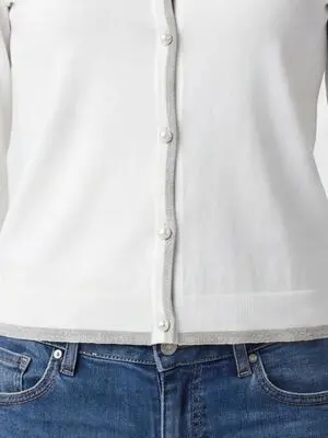 Liu Jo Slim Fit Viscose Blend Cardigan With Contrast Trims - White