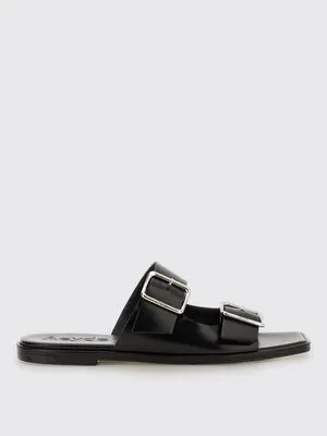 AeydĒ Double Buckle Flat Sandals - Black
