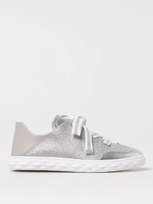 JIMMY CHOO Lace-up Glitter Sneakers - Silver