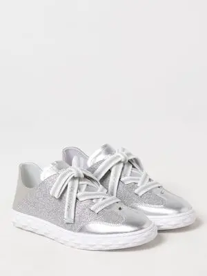 JIMMY CHOO Lace-up Glitter Sneakers - Silver