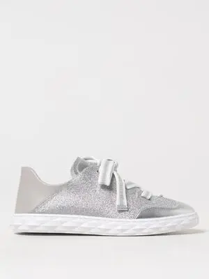 JIMMY CHOO Lace-up Glitter Sneakers - Silver