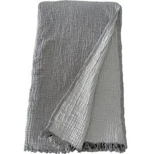 Anaya Crinkled Turkish Cotton Cuddle Throw Charcoal Grey