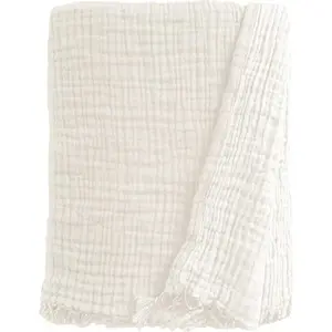 Anaya Crinkled Turkish Cotton Cuddle Throw Ivory