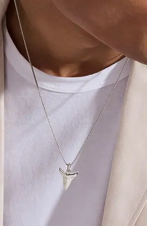 John Hardy Sterling And Diamond Shark Tooth Pendant Necklace