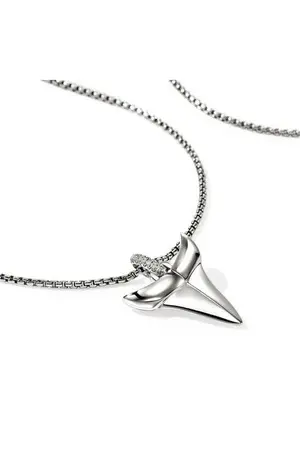 John Hardy Sterling And Diamond Shark Tooth Pendant Necklace