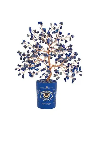 KARMA AND LUCK Lapis Feng Shui Crystal Tree Of Life September Birthstone Balanced Mind - Blue