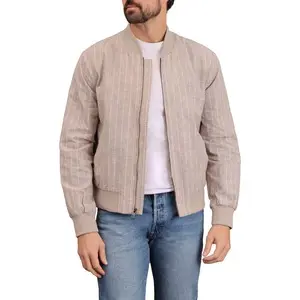 Bagatelle Pinstripe Cotton & Linen Bomber Jacket