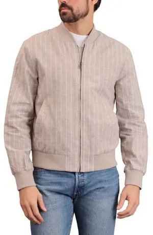 Bagatelle Pinstripe Cotton & Linen Bomber Jacket