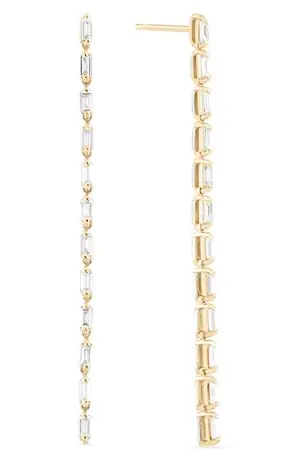 LANA JEWELRY 14k Gold Baguette Diamond Tennis Earrings
