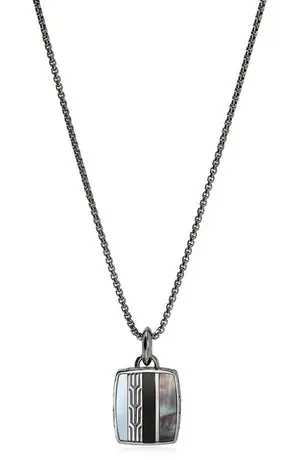 John Hardy Sterling Silver Pendant Necklace - Dark Silver/ Black Multi