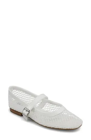 Mia Rayza Woven Mary Jane Flat - White
