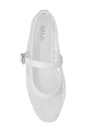 Mia Rayza Woven Mary Jane Flat - White