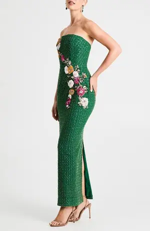 HELSI Silvia Floral Sequin Strapless Cocktail Dress