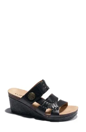 HALSA FOOTWEAR Genoa Wedge Sandal - Black