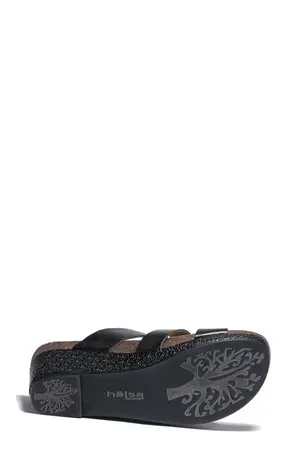 HALSA FOOTWEAR Genoa Wedge Sandal - Black