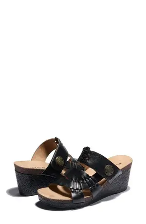 HALSA FOOTWEAR Genoa Wedge Sandal - Black