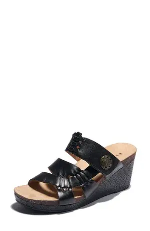 HALSA FOOTWEAR Genoa Wedge Sandal - Black