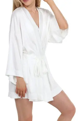 Honeydew Intimates Love Story Stretch Satin Robe - White