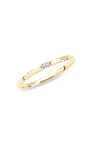 Lana Jewelry 14k Gold Solo Baguette Diamond Ring - Yellow Gold