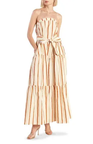 FREEMARKET Striped Strapless Maxi Dress