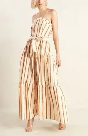 FREEMARKET Striped Strapless Maxi Dress