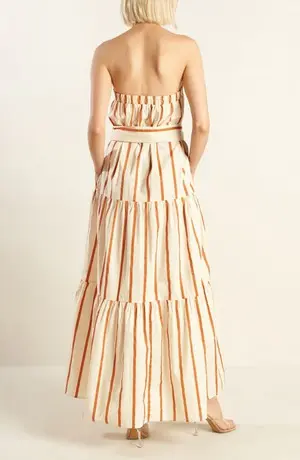 FREEMARKET Striped Strapless Maxi Dress