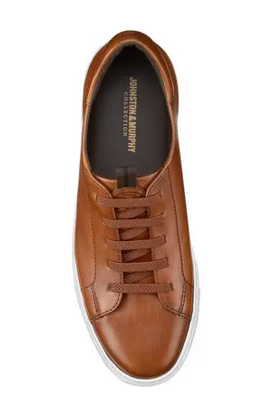 Johnston & Murphy Collection Anson Lace To Toe Sneaker - Brown Hand-stained Calfskin