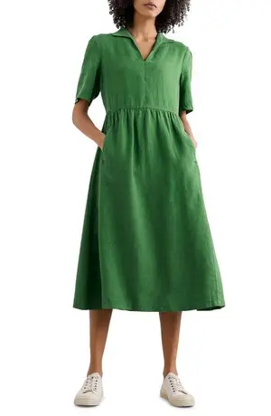 SEASALT CORNWALL Fen Linen Midi Shirt Dress - Hedgerow
